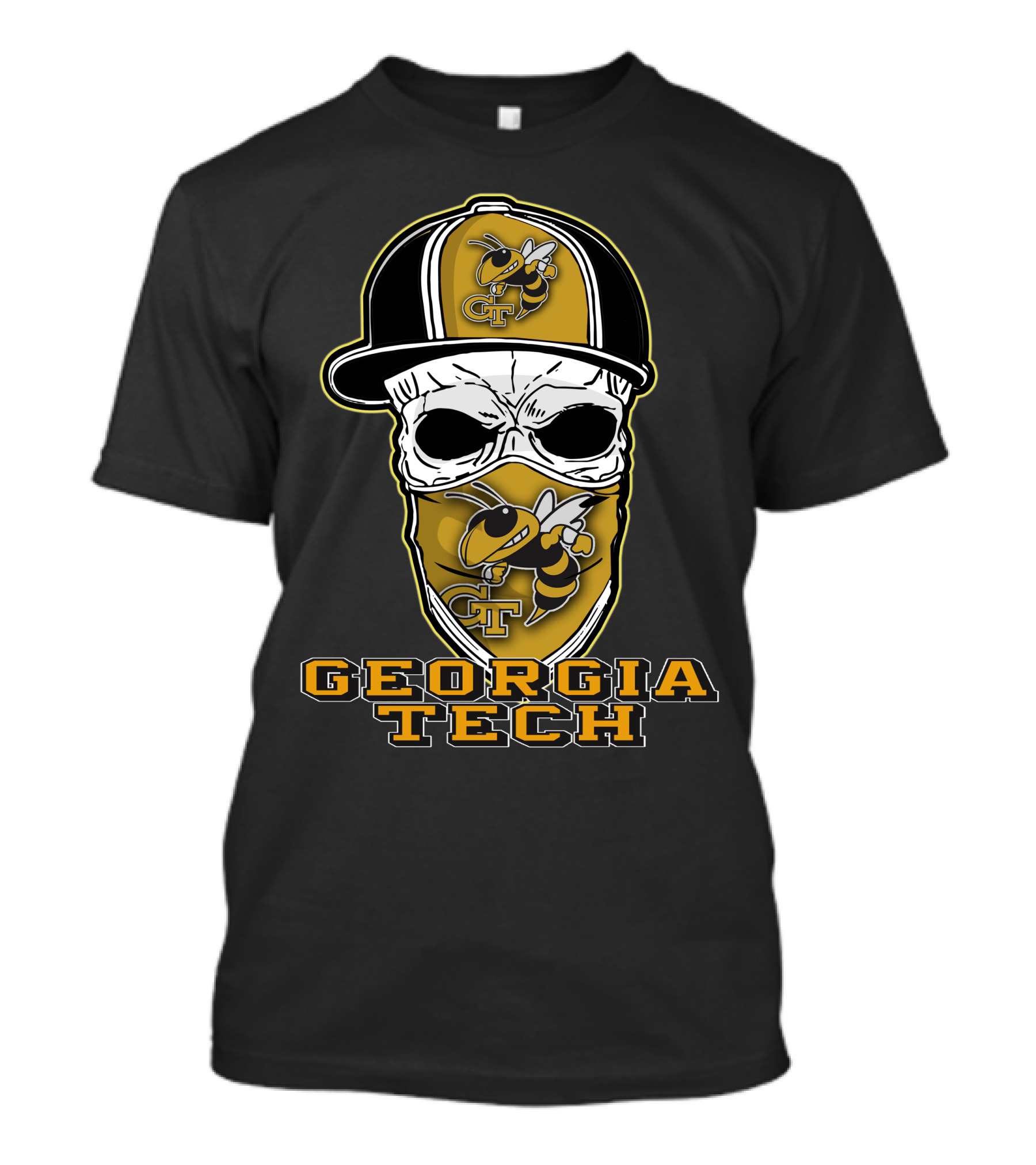 Skull Hat Georgia Tech Yellow Jackets Buzz Mascot T-Shirt