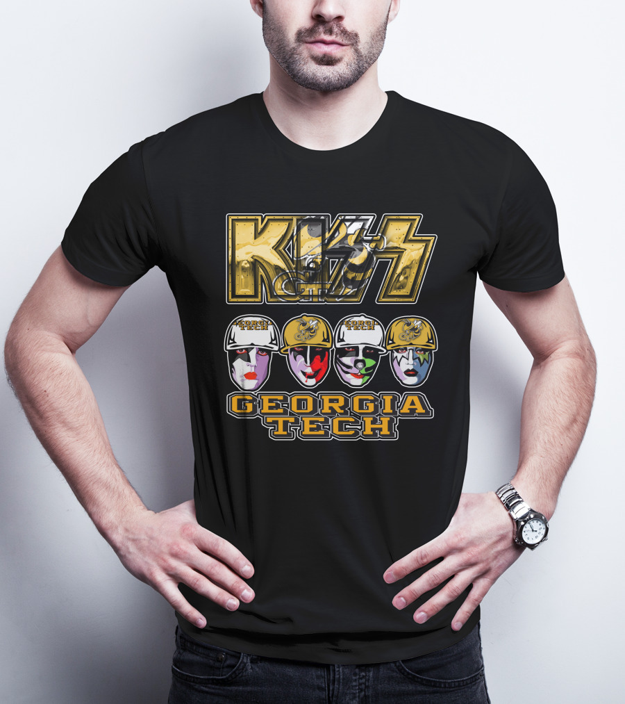 Kiss Georgia Tech Yellow Jackets Faces T-Shirt