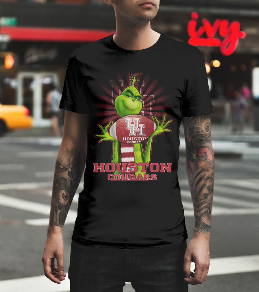 Grinch Holding Football Houston Cougars UH T-Shirt