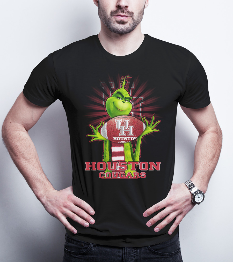 Grinch Holding Football Houston Cougars UH T-Shirt