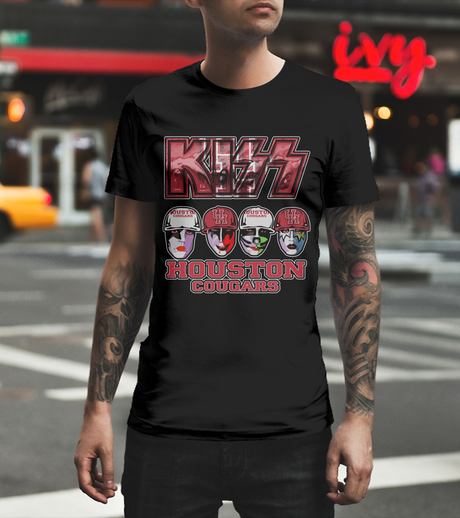 Kiss Houston Cougars Faces Mascot T-Shirt