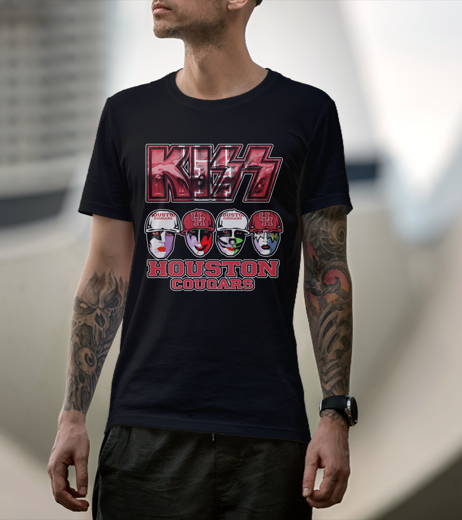 Kiss Houston Cougars Faces Mascot T-Shirt
