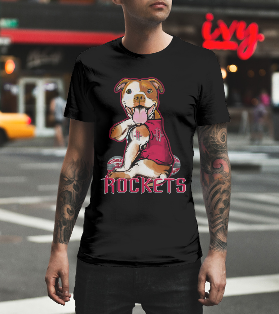 Pittbull Houston Rockets Basketball Team Mascot T-Shirt