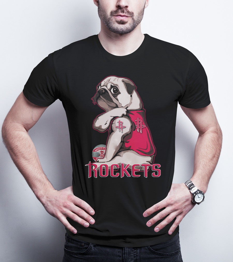 Houston Rockets Pug Wearing Logo Jersey T-Shirt