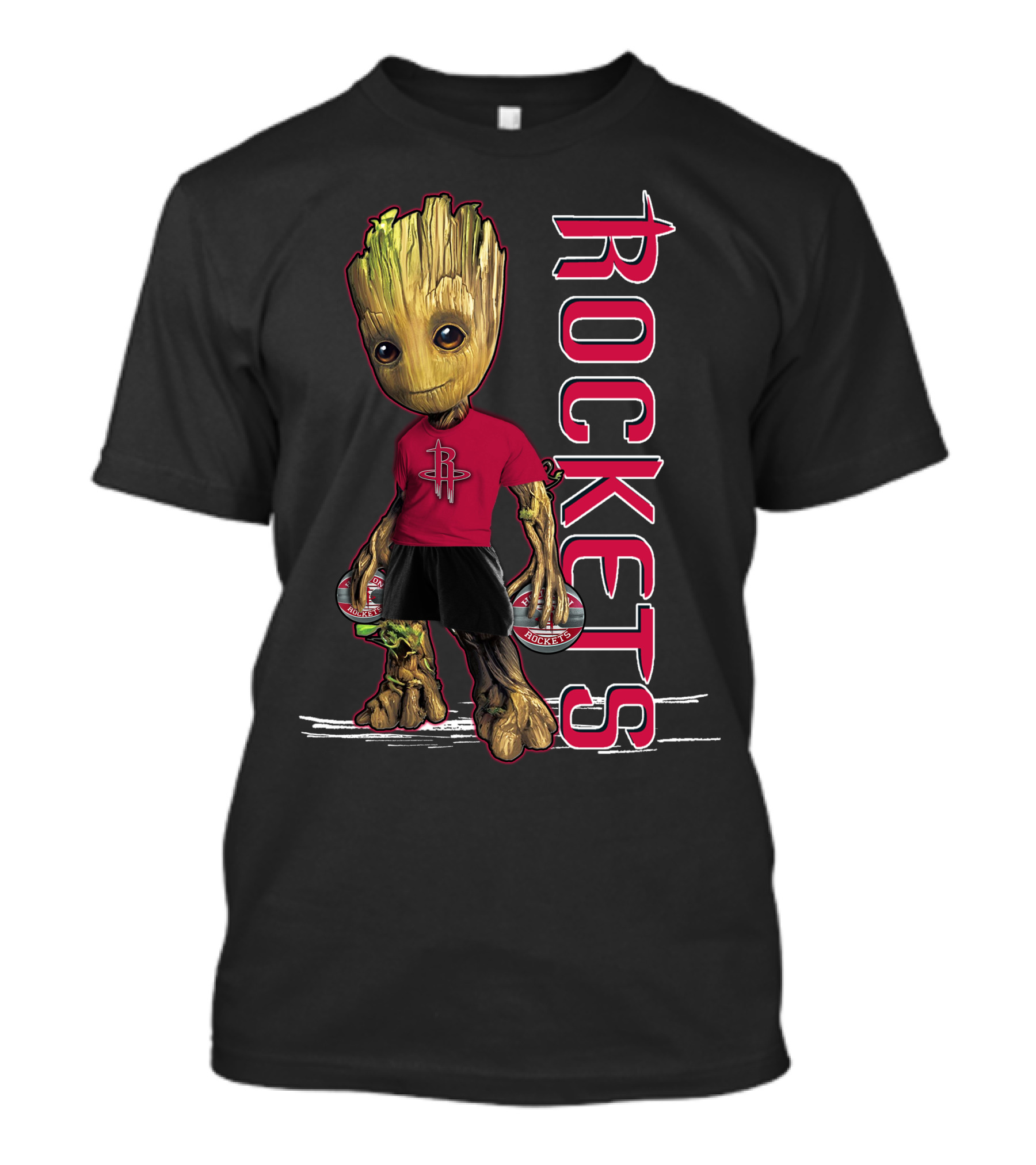 Groot Houston Rockets Basketball Character In Team Jersey T-Shirt