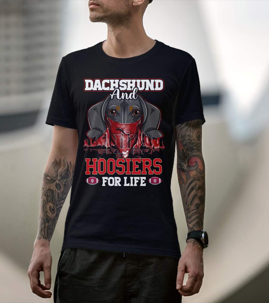 Dachshund And Hoosiers For Life Indiana Football T-Shirt