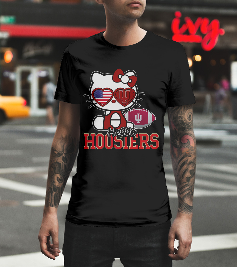 Hellokitty Indiana Hoosiers American Flag IU Football T-Shirt