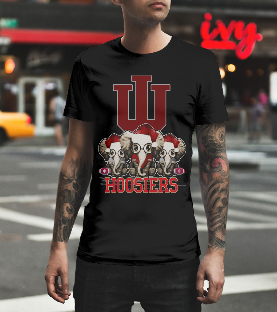 Indiana Hoosiers Santa Elephants Christmas T-Shirt