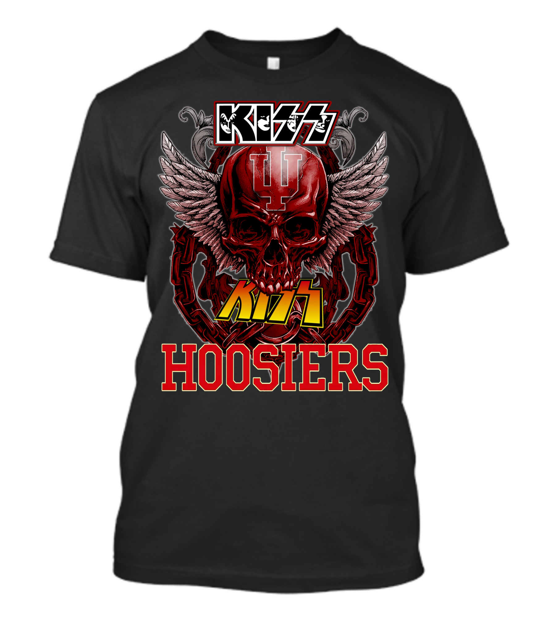 Kiss Indiana Hoosiers Skull Wings T-Shirt