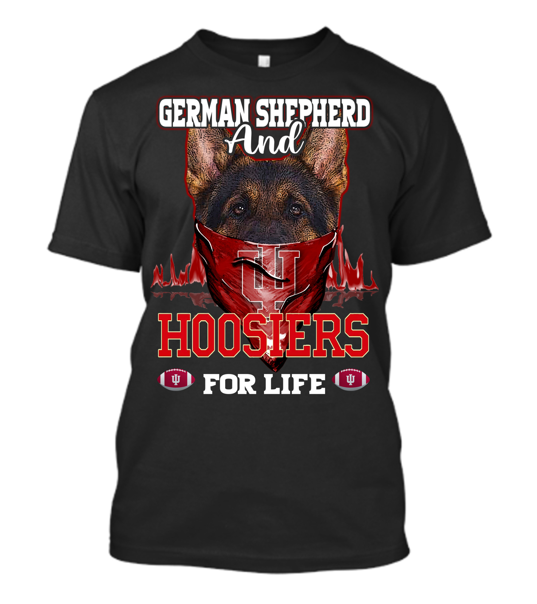 German Shepherd And Indiana Hoosiers For Life T-Shirt