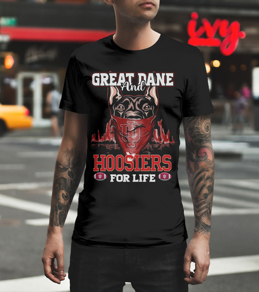 Great Dane And Hoosiers For Life Indiana University Football T-Shirt