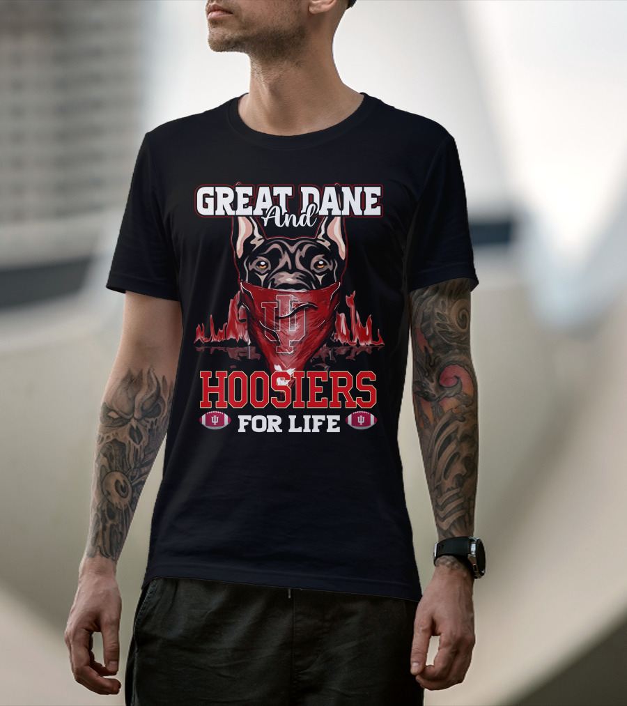 Great Dane And Hoosiers For Life Indiana University Football T-Shirt