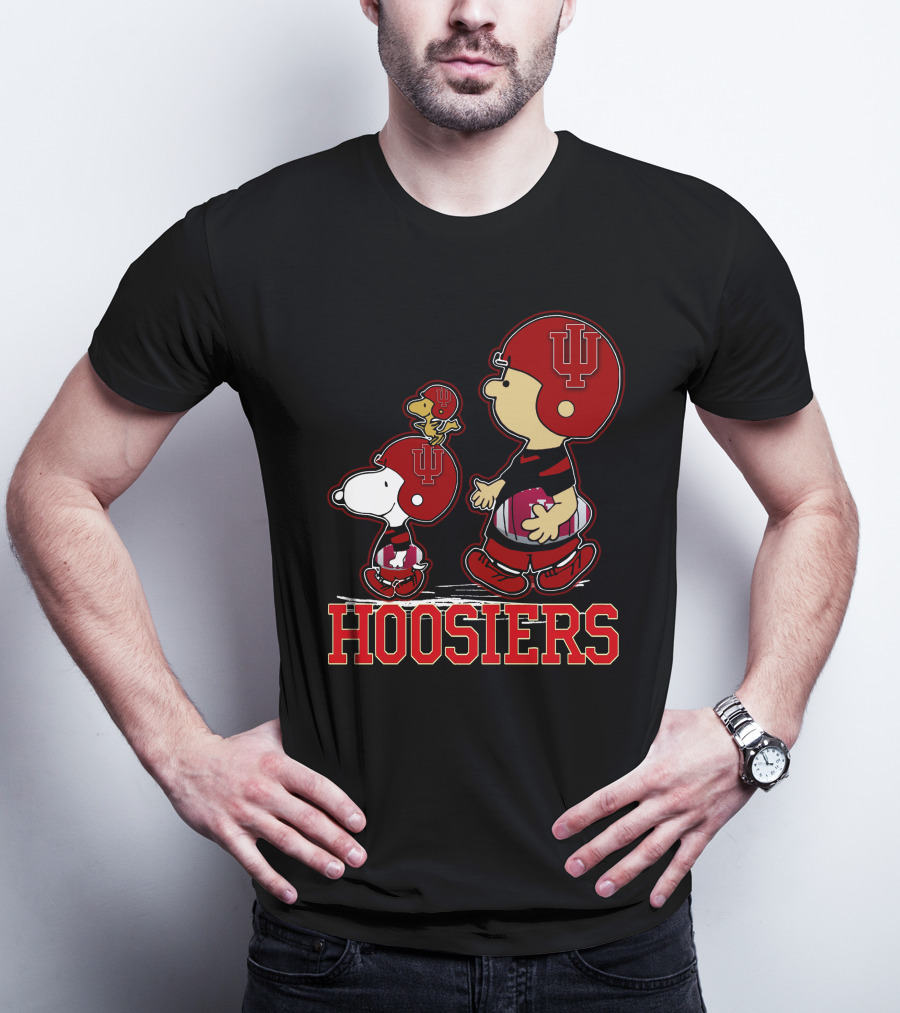 Snpfootball Indiana Hoosiers Peanuts Characters Iu Helmet T-Shirt