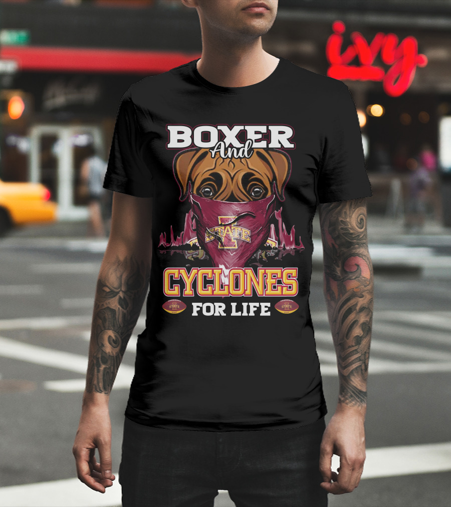 Boxer And Cyclones For Life Iowa State T-Shirt