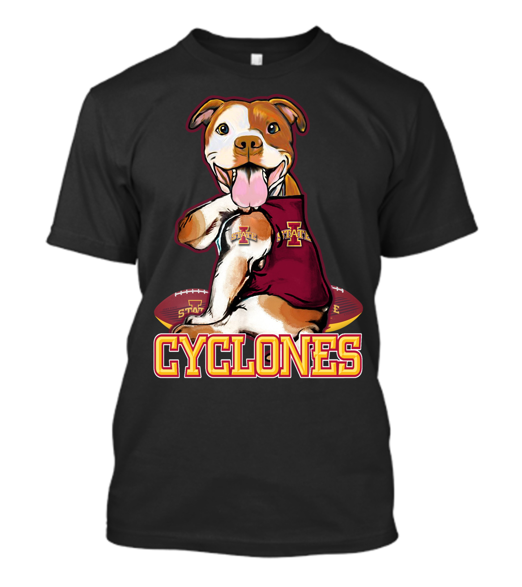 Iowa State Cyclones Pitbull With Football And Tattoos T-Shirt