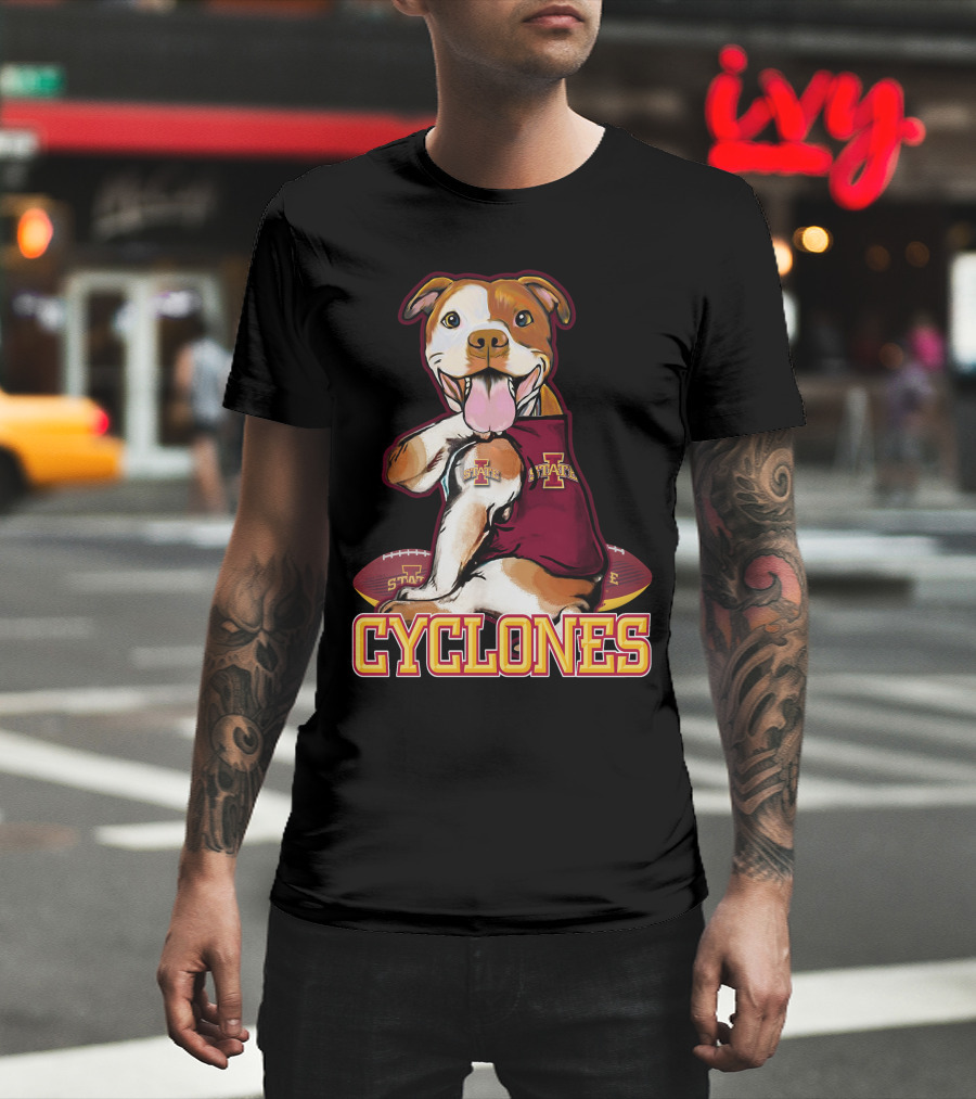Iowa State Cyclones Pitbull With Football And Tattoos T-Shirt