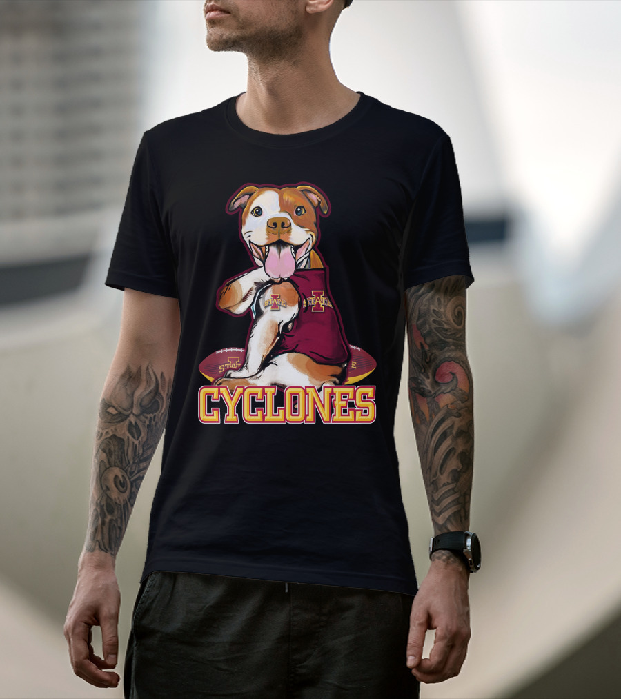 Iowa State Cyclones Pitbull With Football And Tattoos T-Shirt