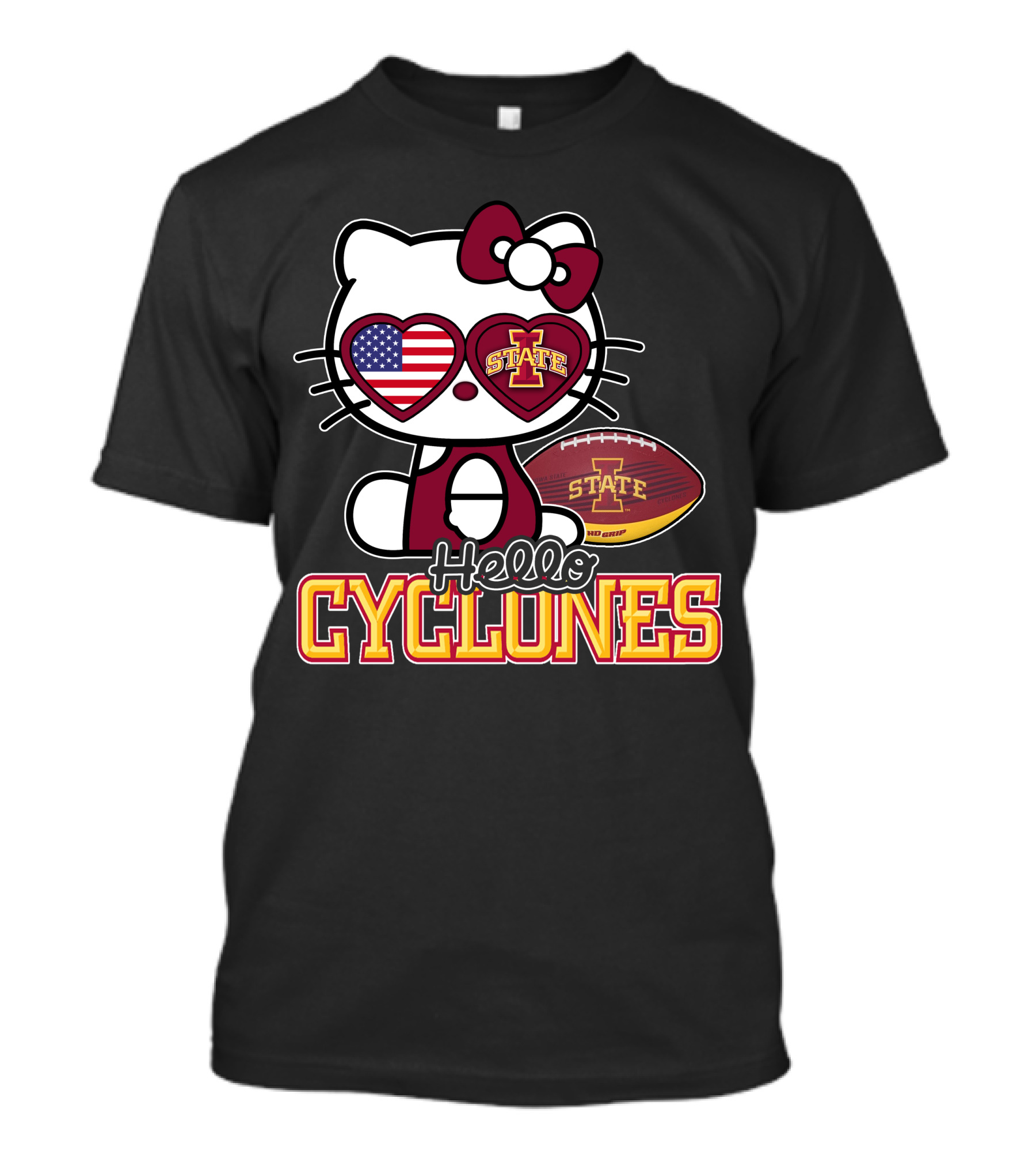 Hello Kitty Iowa State Cyclones Football American Flag T-Shirt