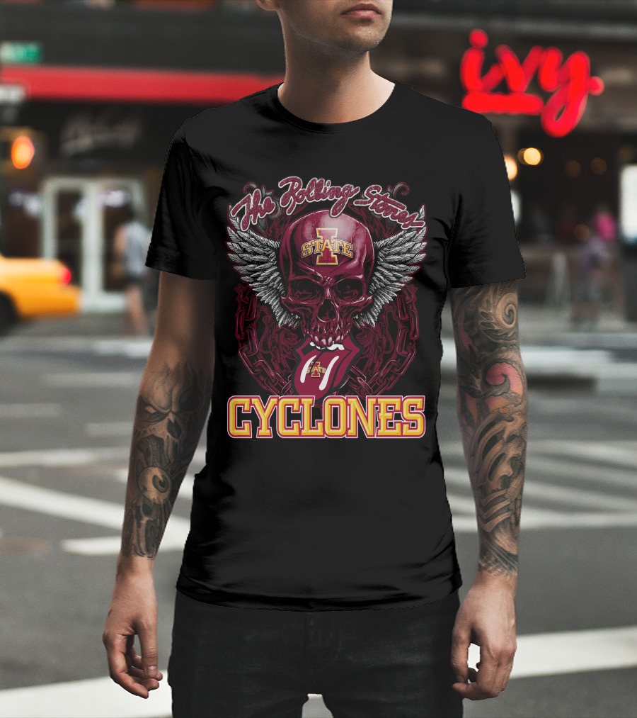 The Rolling Stones Iowa State Cyclones Skull Winged Tongue T-Shirt