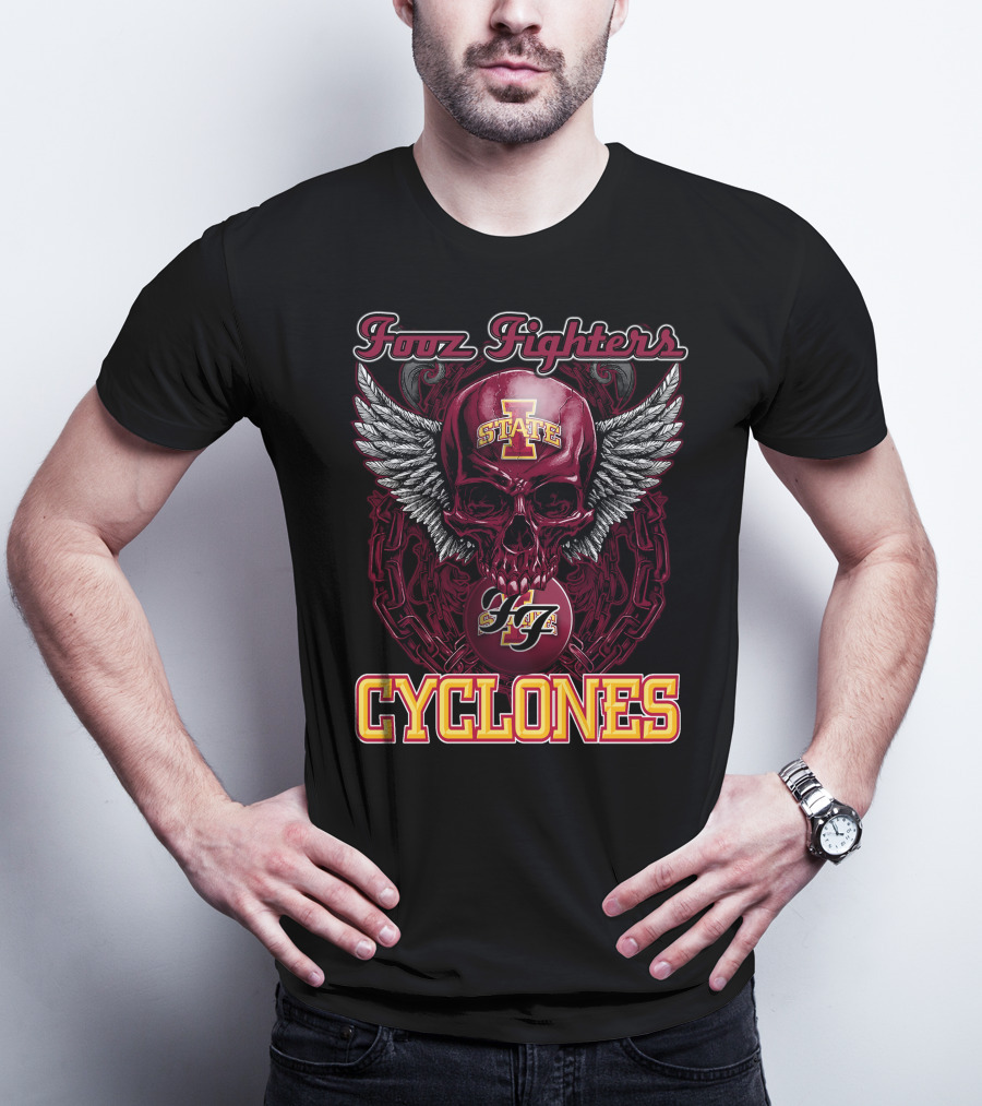 Iowa State Foo Fighters Cyclones Winged Skull T-Shirt