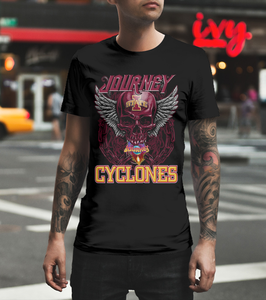 Journey Cyclones Iowa State Winged Skull Flame T-Shirt