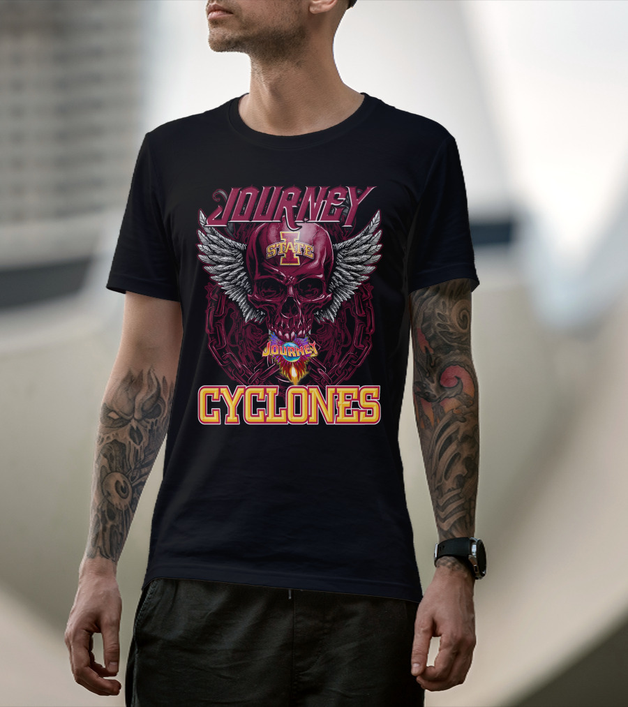 Journey Cyclones Iowa State Winged Skull Flame T-Shirt