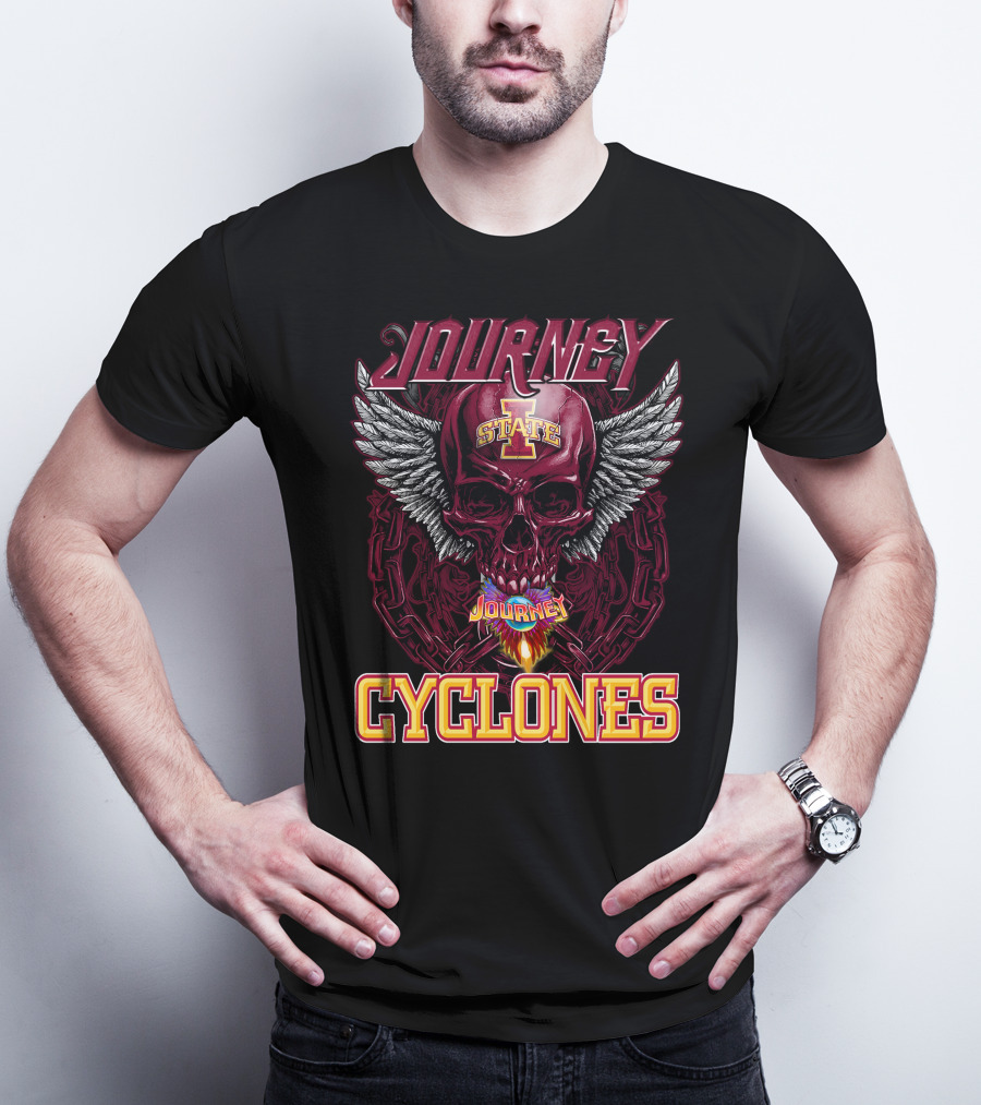 Journey Cyclones Iowa State Winged Skull Flame T-Shirt