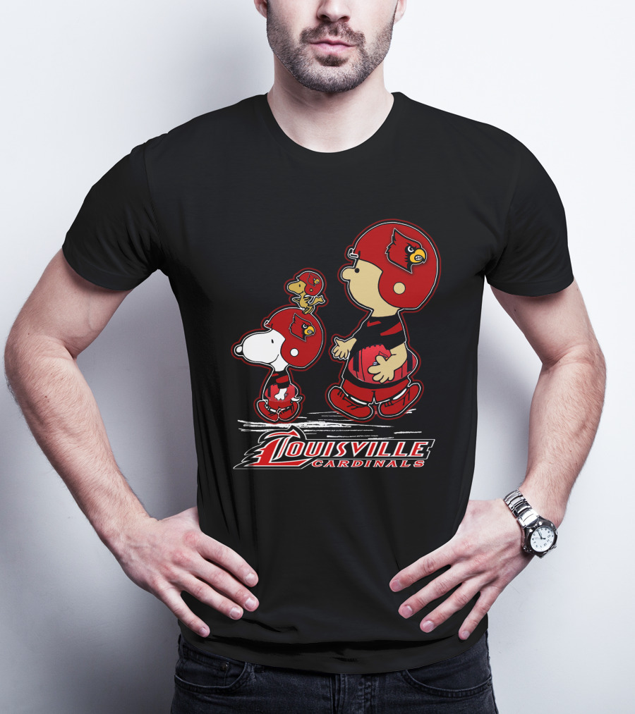 Snpfootball Louisville Cardinals Charlie Brown And Snoopy T-Shirt