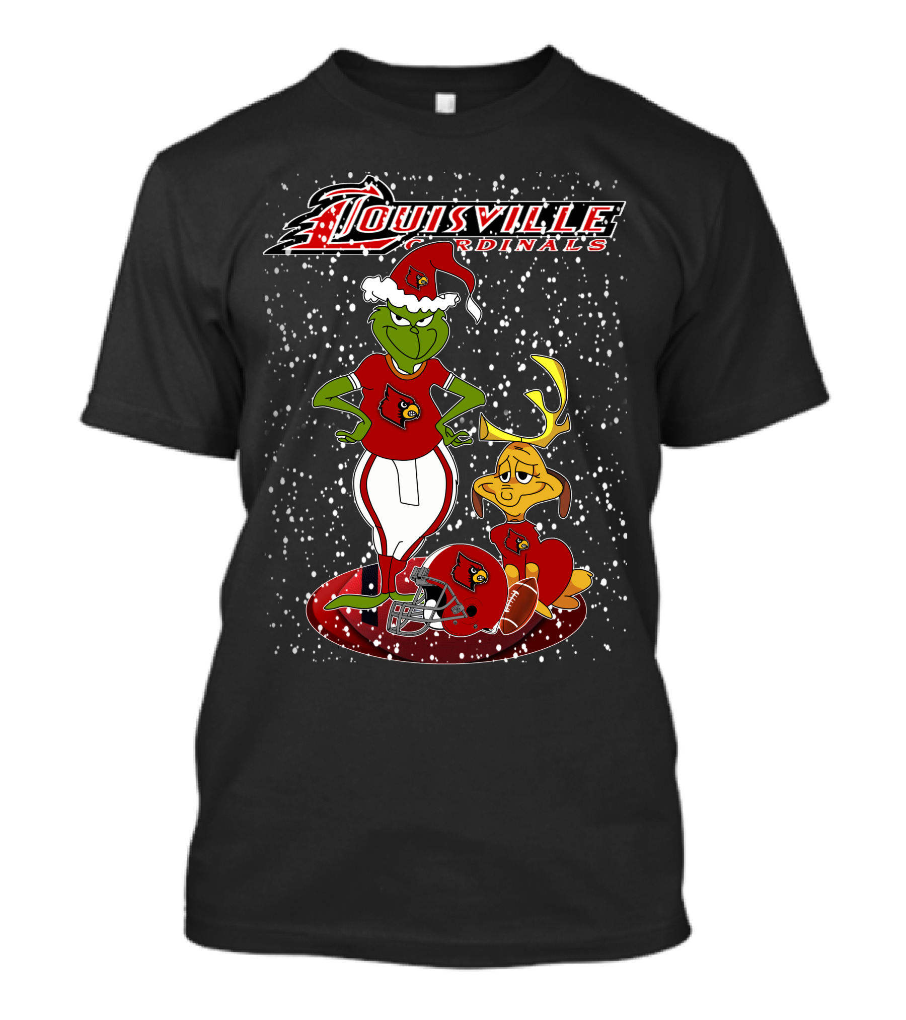 Grinchxmas Louisville Cardinals Football Snow Scene T-Shirt