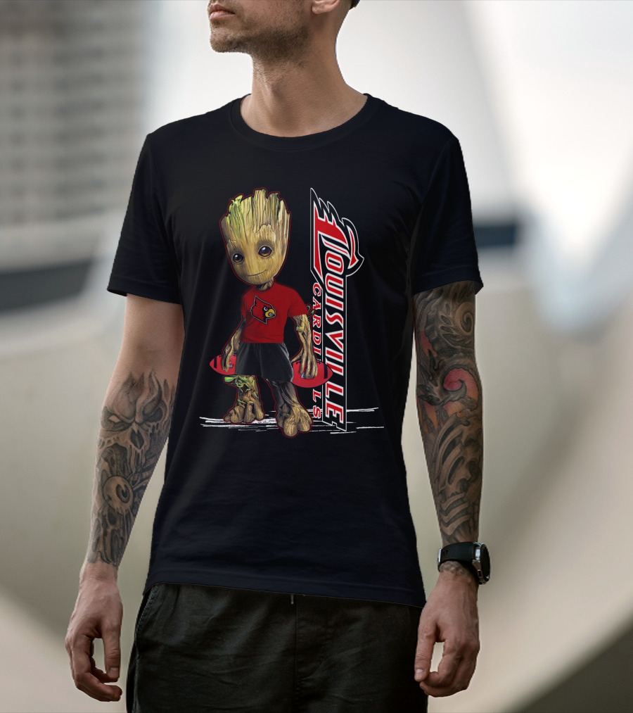 Groot Louisville Cardinals Fan Character With Team T-Shirt