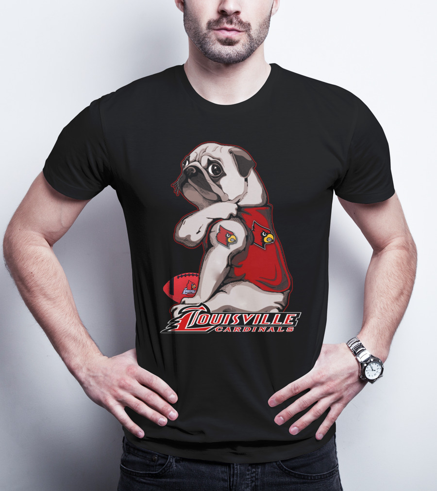 Louisville Cardinals Pug Football T-Shirt