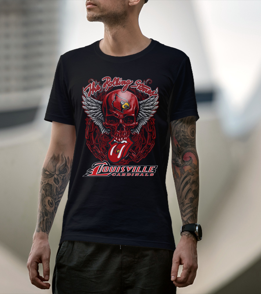 The Rolling Stones Louisville Cardinals Skull With Wings And Tongue T-Shirt