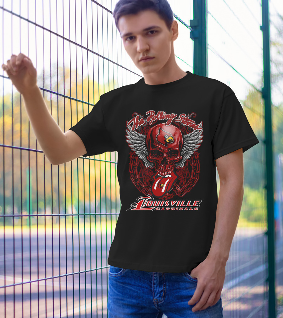 The Rolling Stones Louisville Cardinals Skull With Wings And Tongue T-Shirt
