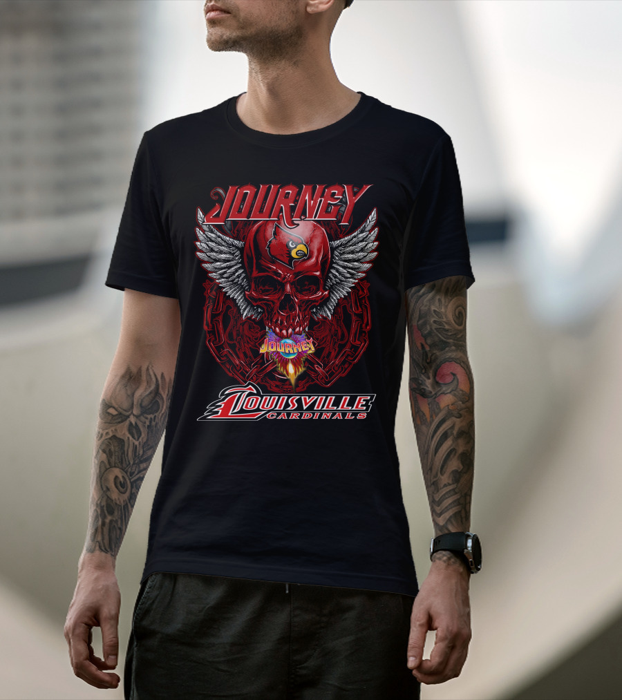 Journey Louisville Cardinals Skull Wings T-Shirt