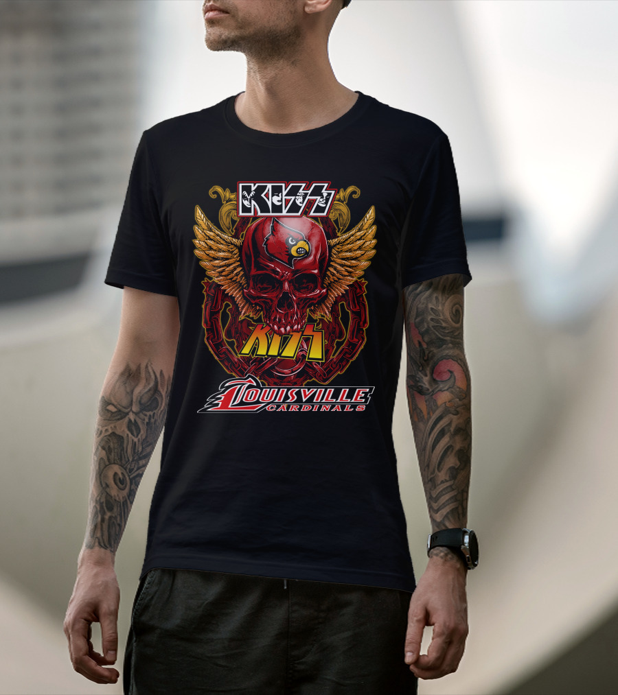 KISS Louisville Cardinals Skull Wings T-Shirt