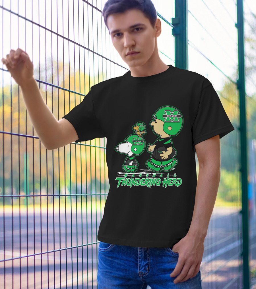 Marshall Thundering Herd Football Cartoon Characters T-Shirt