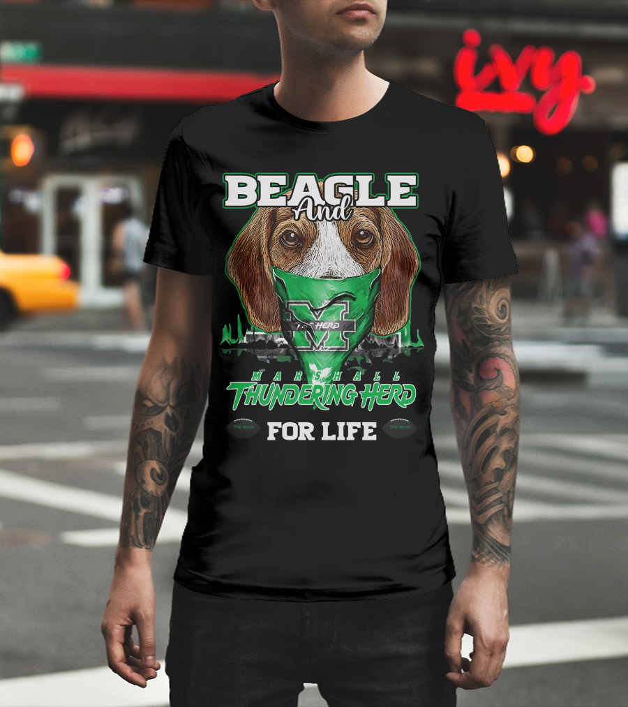 Beagle And Marshall Thundering Herd For Life T-Shirt