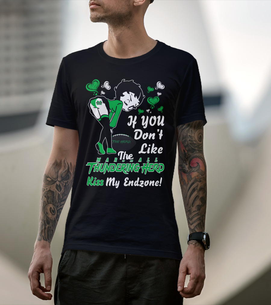 Betty Boop If You Don't Like Marshall Thundering Herd Kiss My Endzone T-Shirt