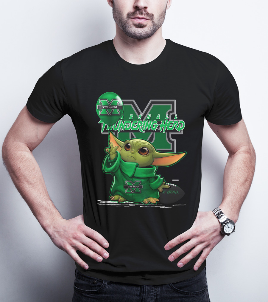 Yoda The Herd Marshall Thundering Herd Football Balloon T-Shirt