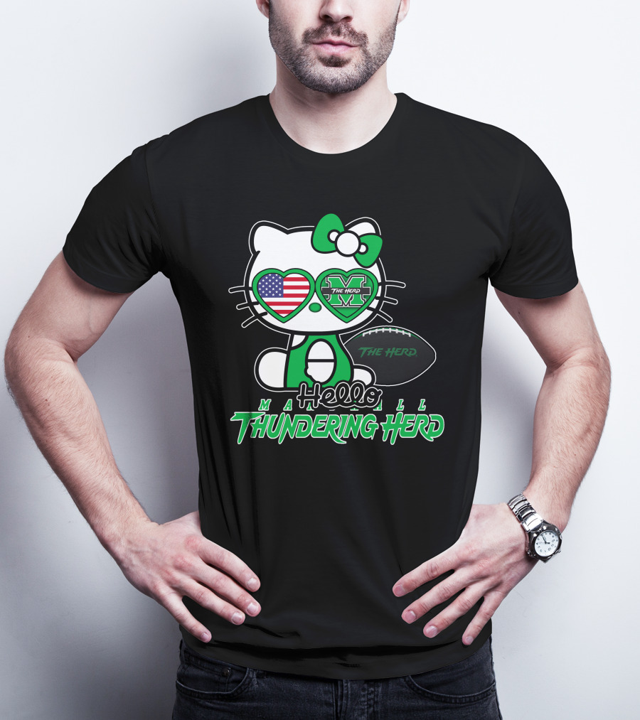 Hello Kitty Marshall The Herd Thundering Herd Football T-Shirt