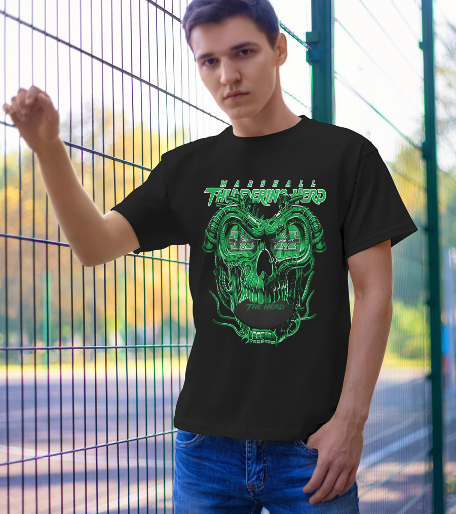 Marshall Thundering Herd Dragonskull The Herd Green X T-Shirt