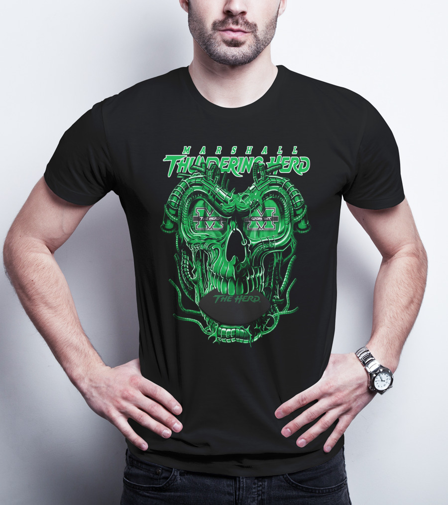 Marshall Thundering Herd Dragonskull The Herd Green X T-Shirt