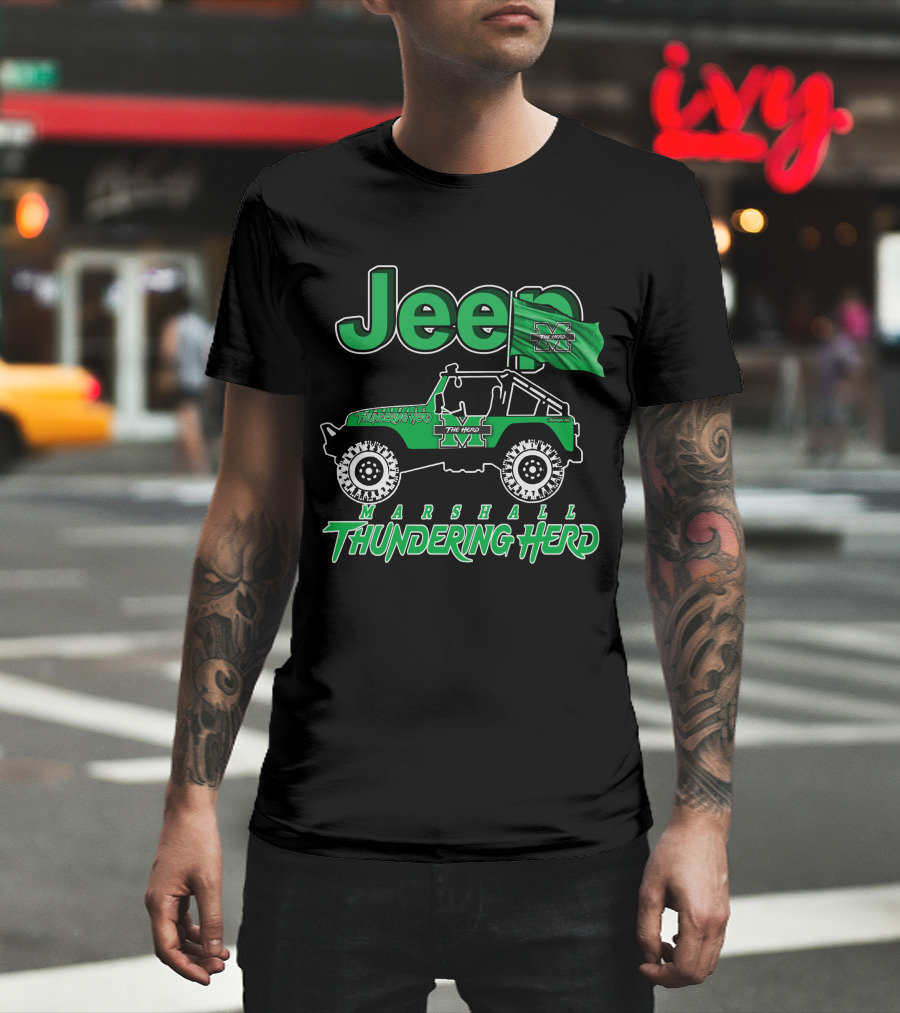 Jeep Marshall Thundering Herd The Herd Green Flag T-Shirt