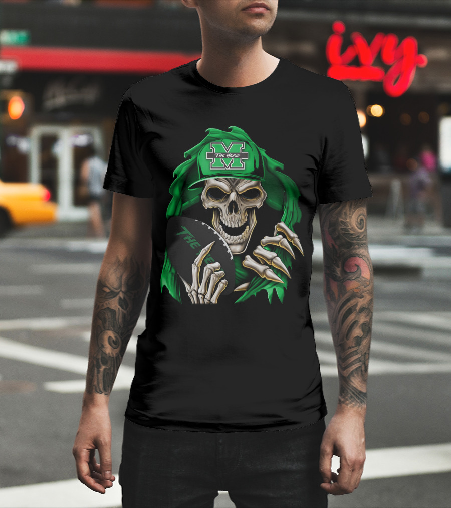 Skullbong Marshall Thundering Herd The Herd M Icon With Football T-Shirt