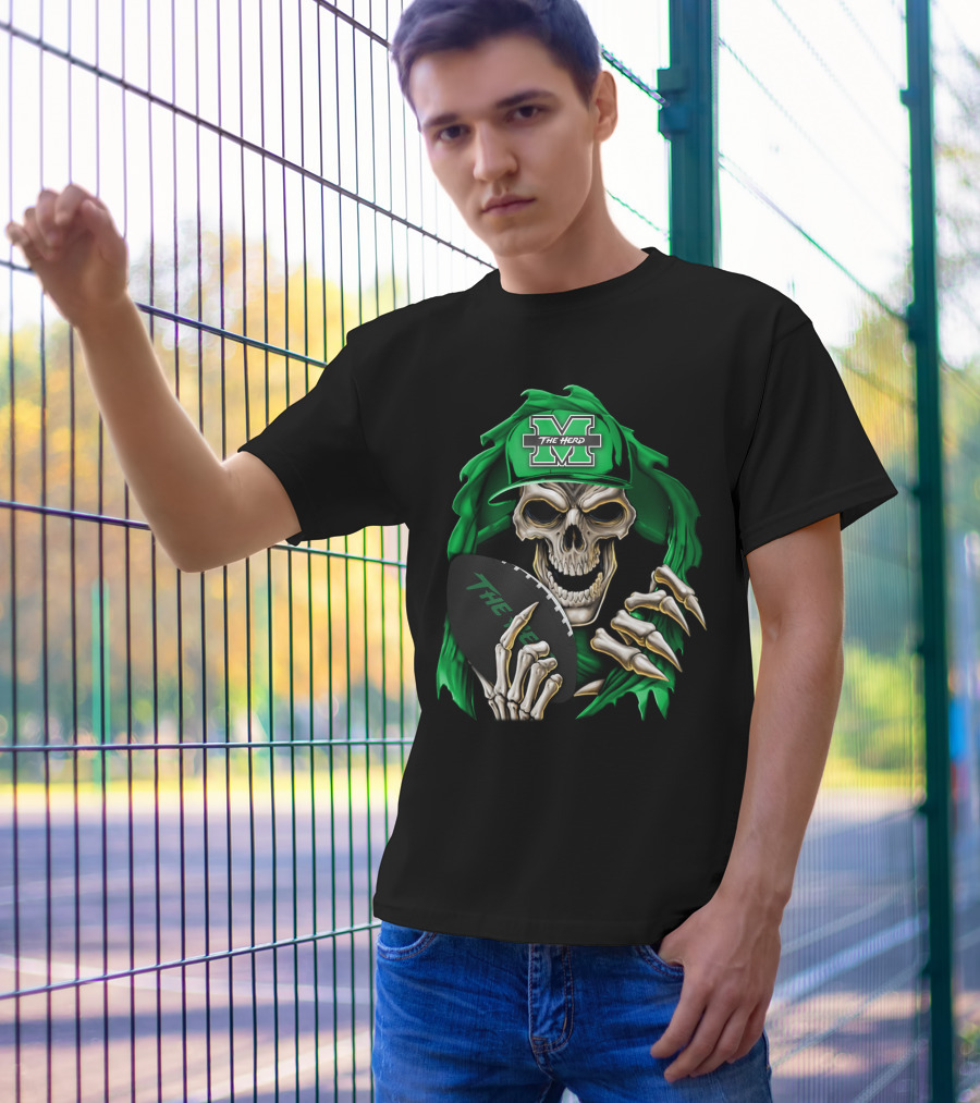 Skullbong Marshall Thundering Herd The Herd M Icon With Football T-Shirt