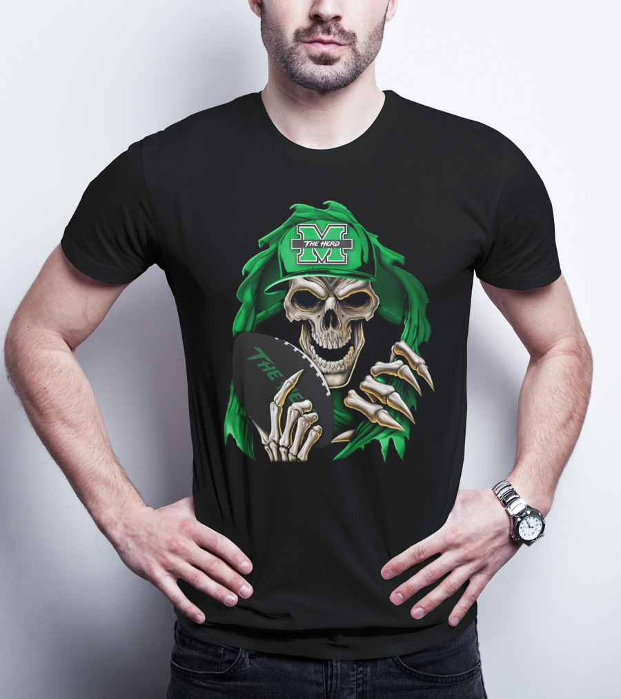 Skullbong Marshall Thundering Herd The Herd M Icon With Football T-Shirt