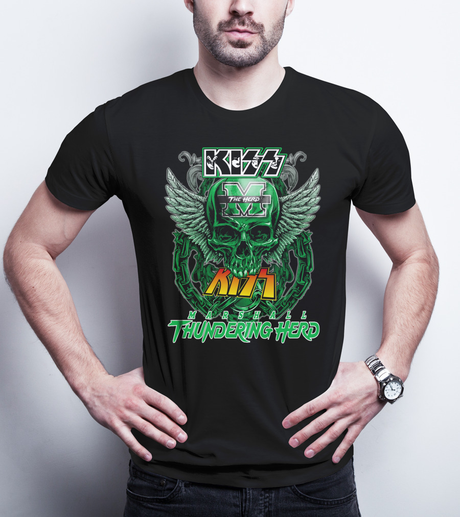 Kiss Marshall Thundering Herd M The Herd Skull Wings Chains T-Shirt
