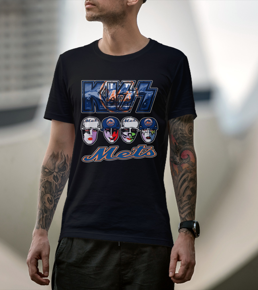 Kiss New York Mets Face Paint Baseball T-Shirt