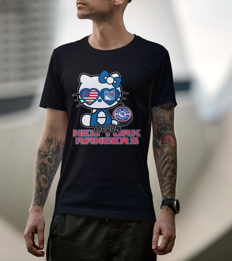 Hellokitty New York Rangers American Flag Heart Eyes T-Shirt