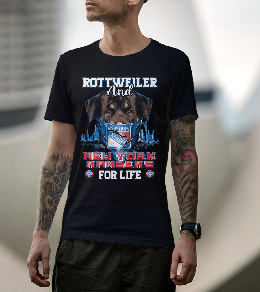 Rottweiler And New York Rangers For Life T-Shirt